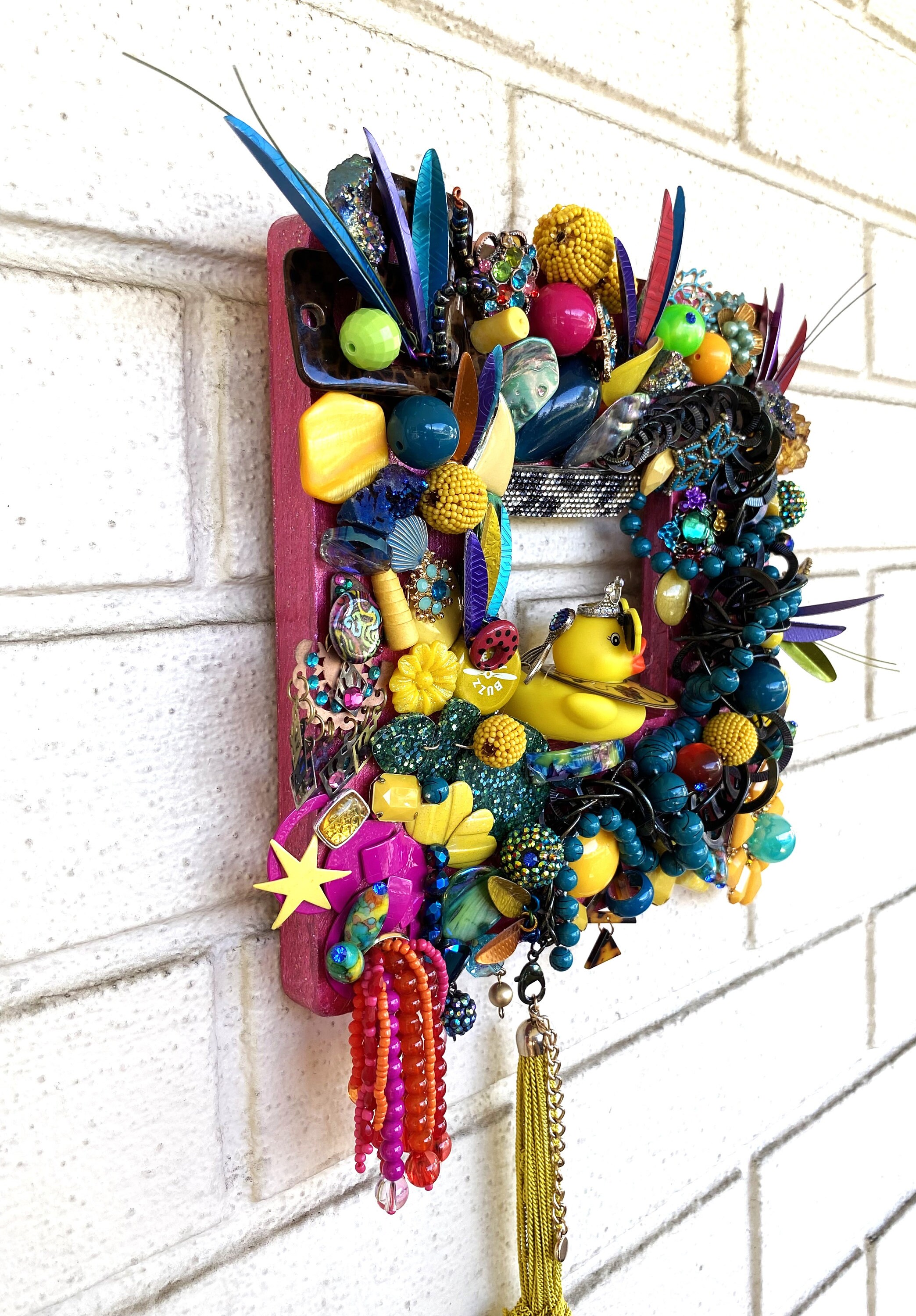 Jewelry Wall Art, Maximalist Frame Art, "mer-duck in the Bull Rushes ...