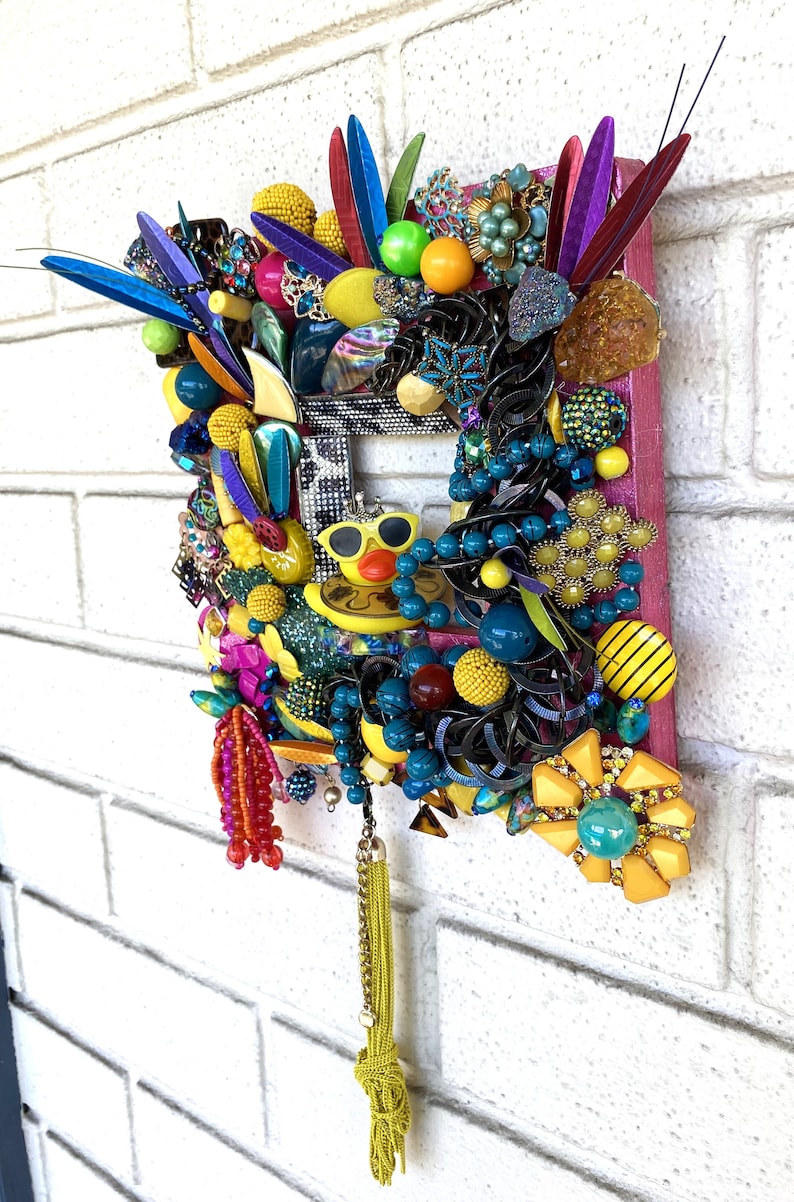 Jewelry Wall Art, Maximalist Frame Art, "mer-duck in the Bull Rushes ...