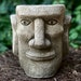 Handmade Concrete Figure on Stand Head Statue Shaped Stone, Stone Vase ...