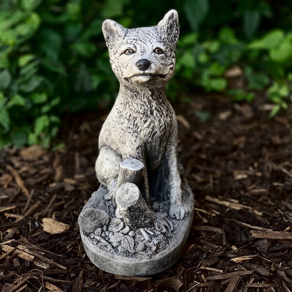 Concrete Fox Statue - Etsy