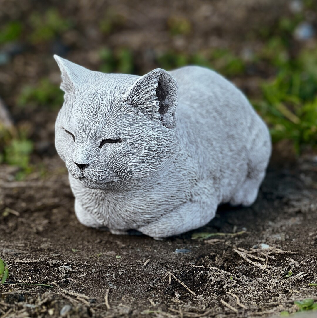 Cat Concrete Stone Kitty Figurine Garden Statue Hello Kitty Stone Pet ...