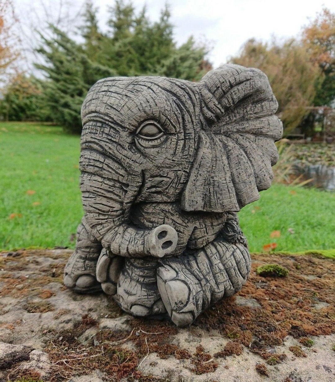 Handmade Concrete Elephant Flower Pot Figurine, Elephant Decorating ...