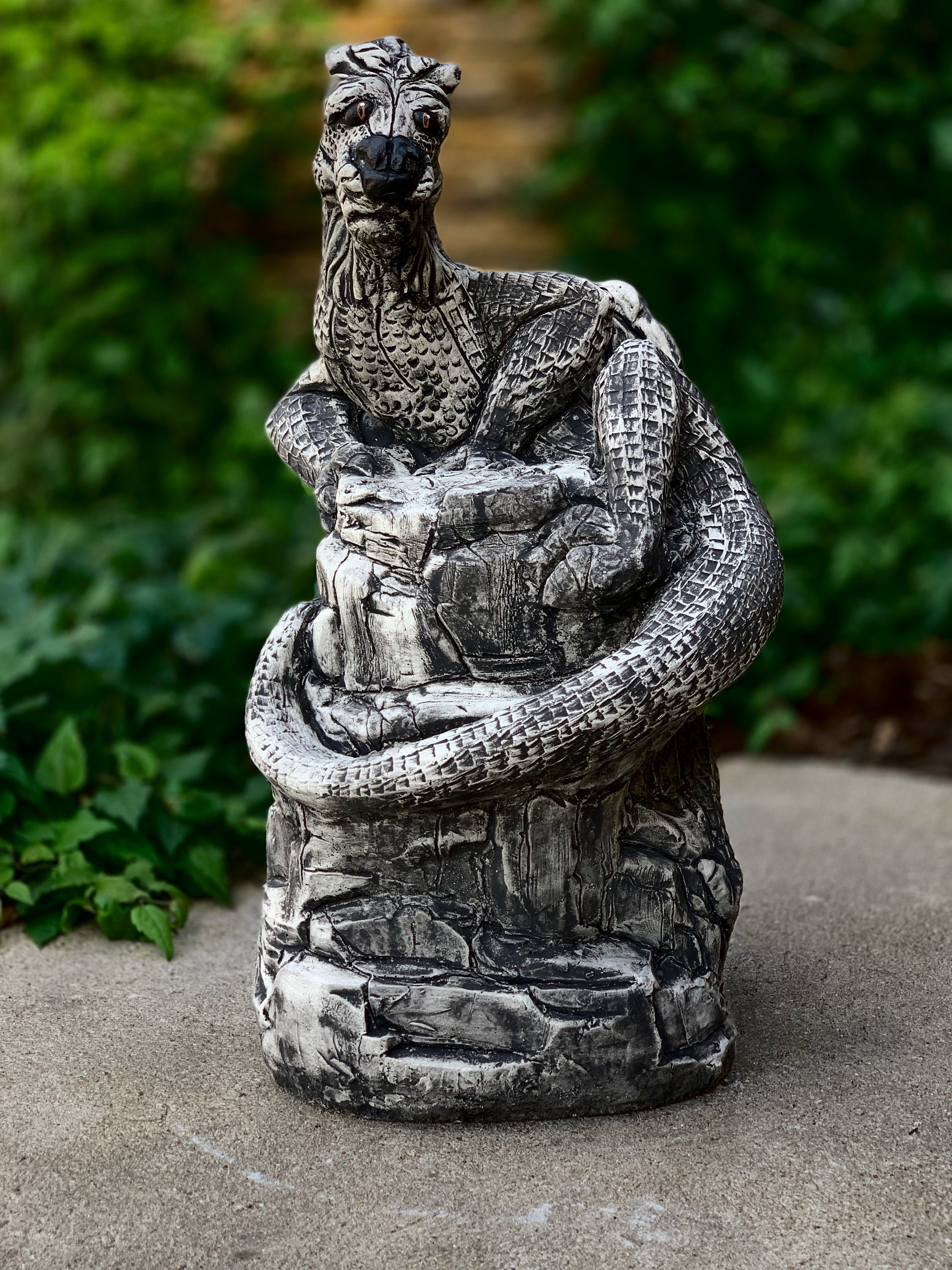 Cast Stone Massive Dragon Statue Lizard Figure Yard - Etsy