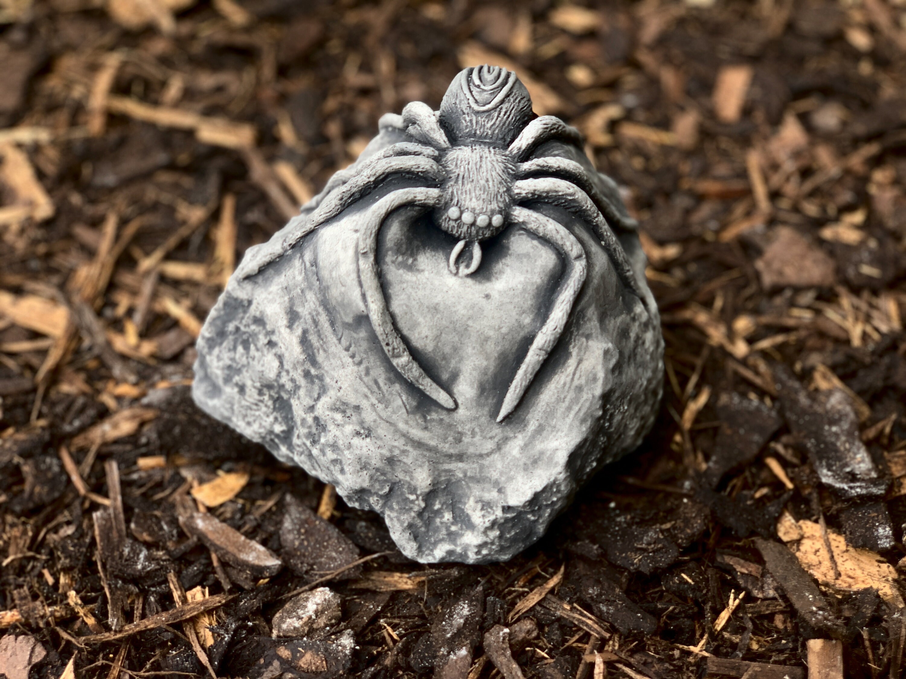 Cement Spider Statue on Stone Concrete Spider Zen Garden - Etsy