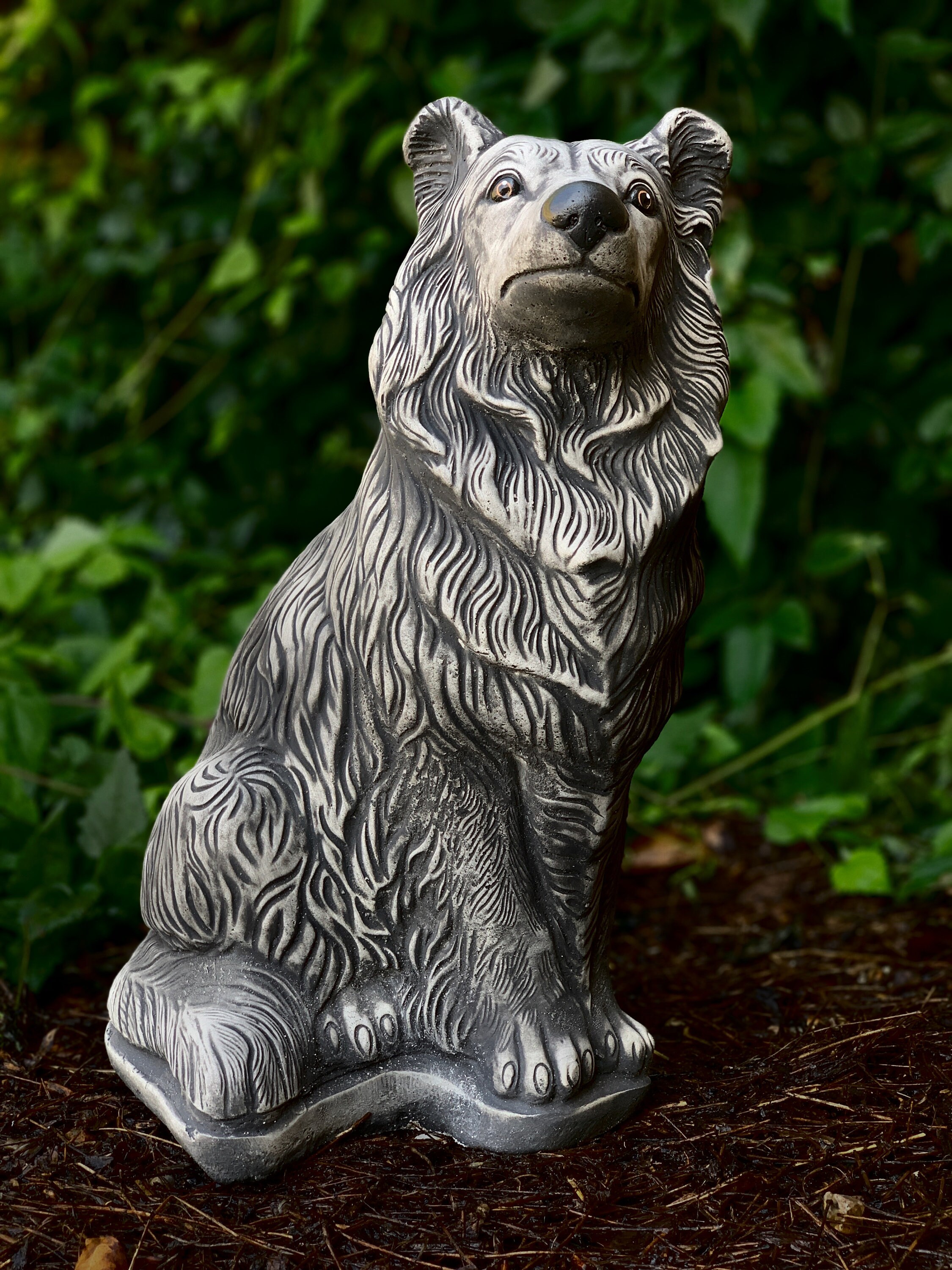 Decorative Stone Collie Dog Statue Garden Decor, Handmade Cement Dog ...