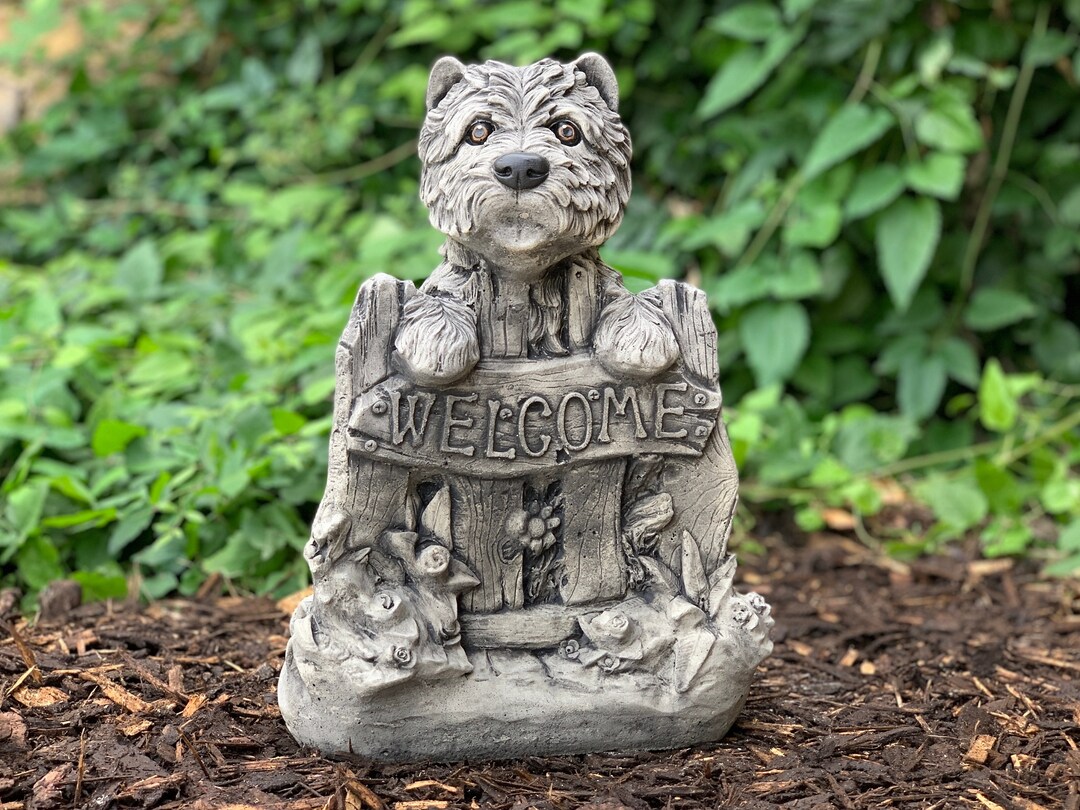 Yorkshire Terrier Concrete Statue Terrier Garden Decor Stone Yorkie ...