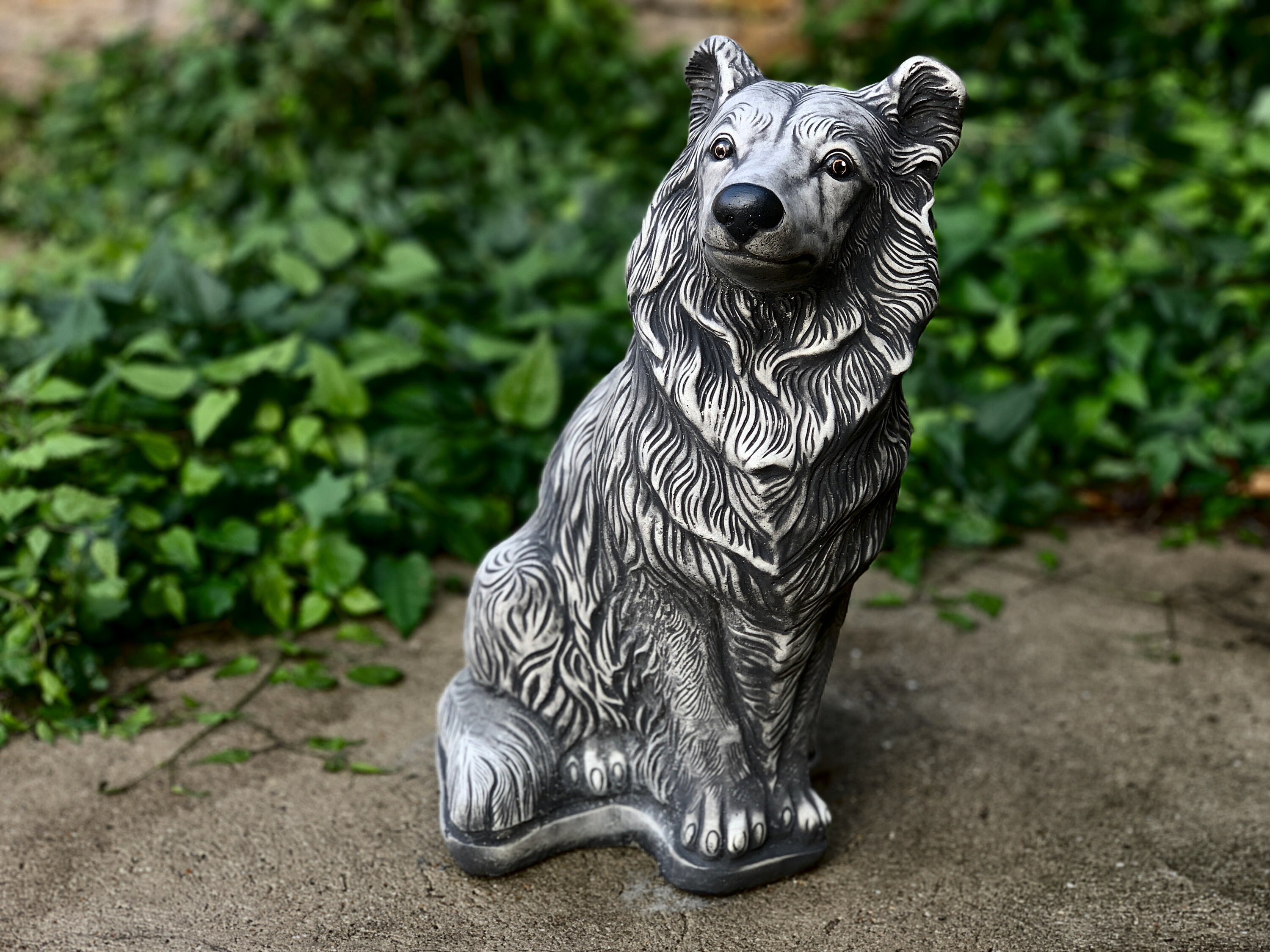 Decorative Stone Collie Dog Statue Garden Decor, Handmade Cement Dog ...