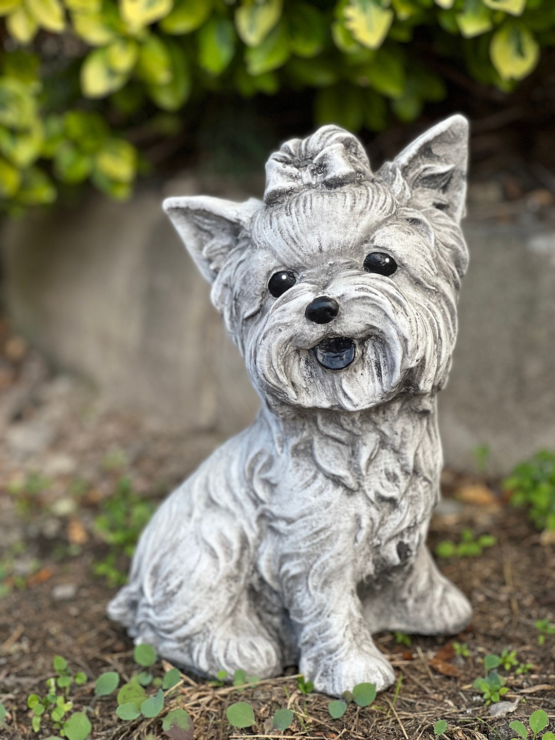 Concrete Yorkshire Terrier Statue Backyard Design Stone Statue Terrier ...