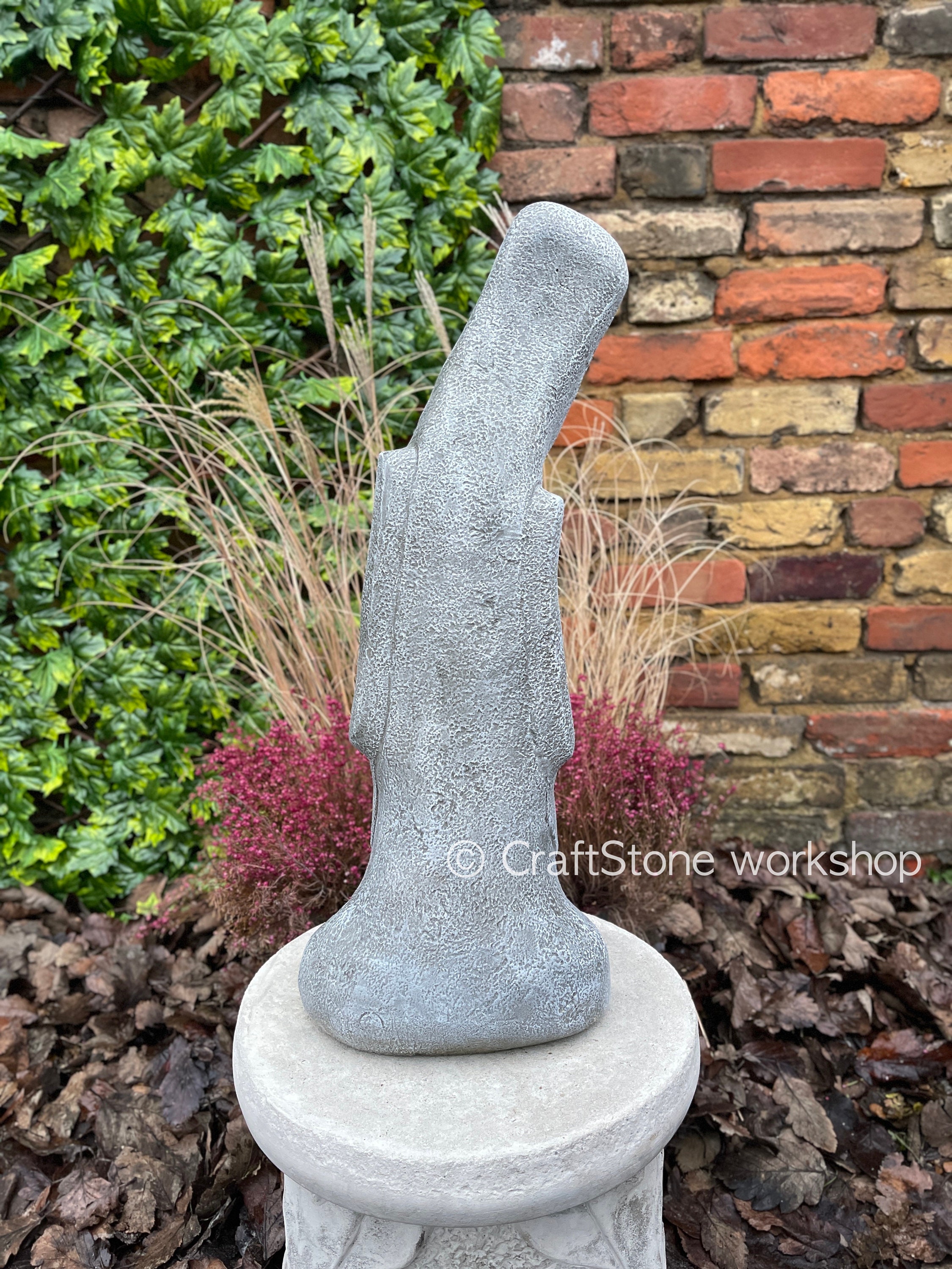 Stone Garden Easter Island Moai Head Bust Statue, Concrete Garden Tiki ...