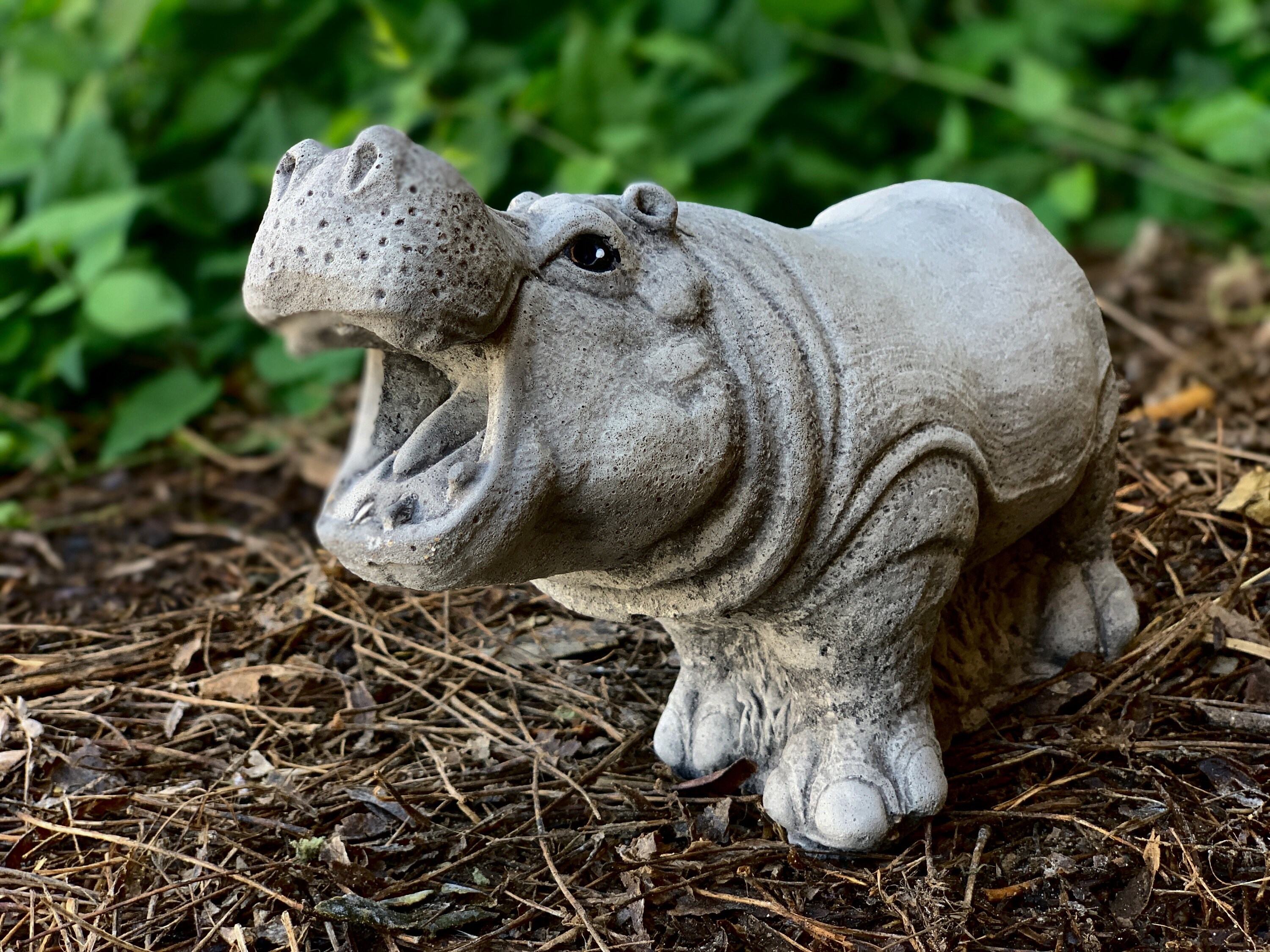 Screaming Hippo Garden Statue for Backyard Decor, Concrete Hippopotamus ...