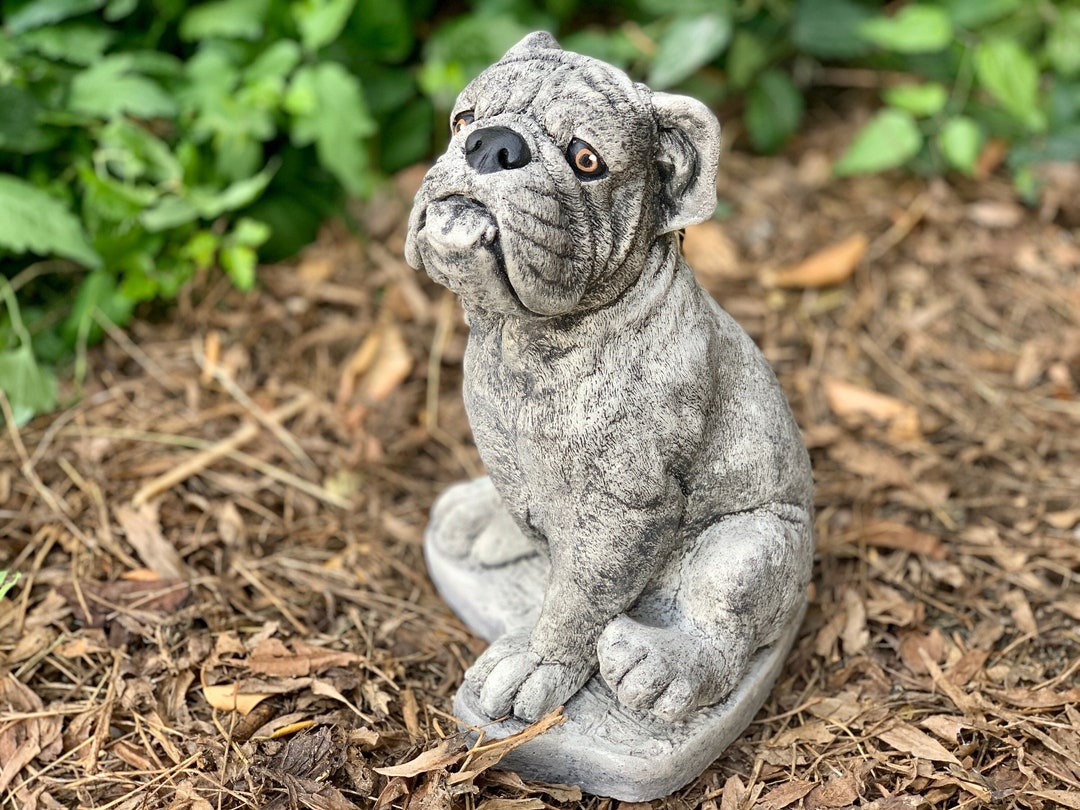 Boxer Dog Concrete Statue Pug Figurine Cement Boxer Dog Ornament ...