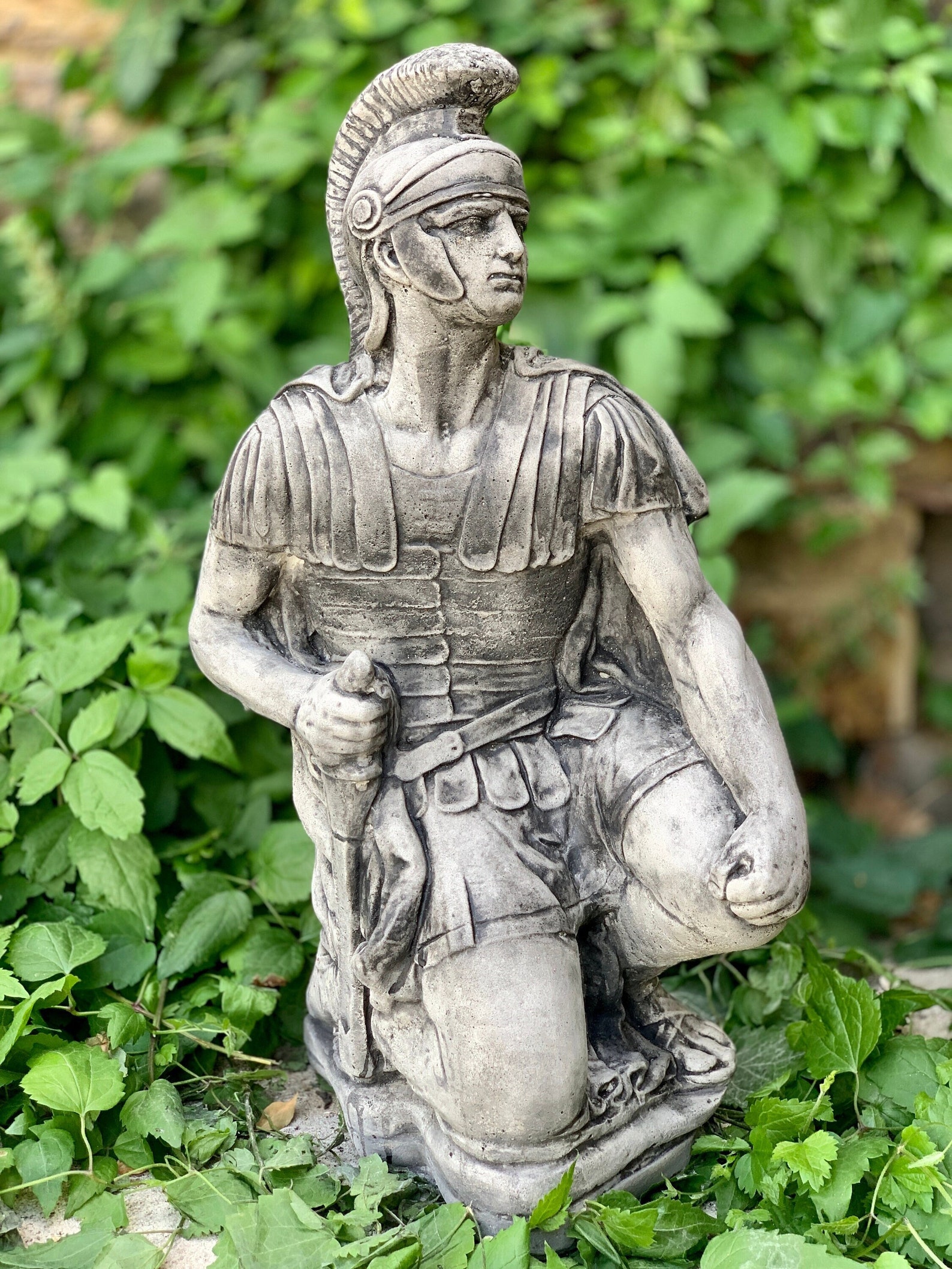 Concrete Roman Soldier Sculpture, Garden Knight Art Deco Statue of Man ...