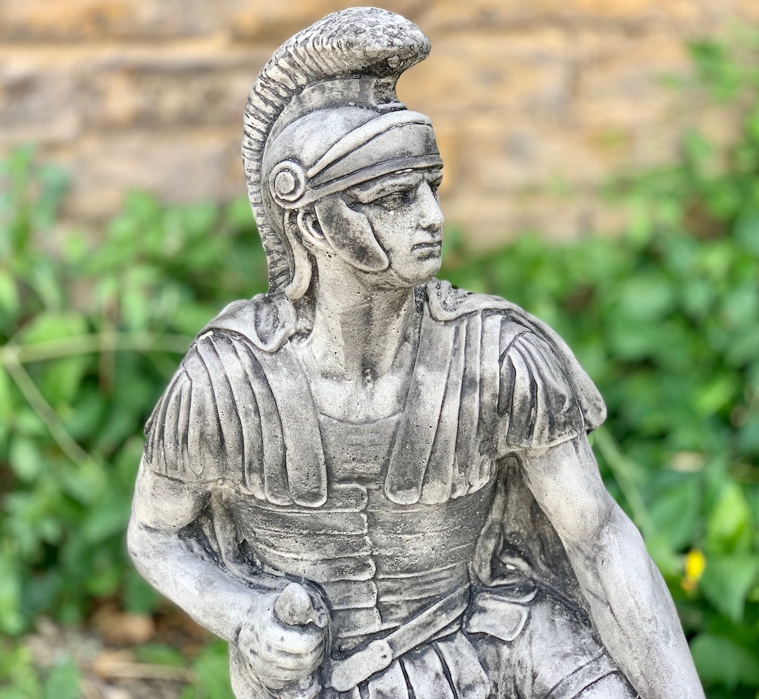 Concrete Roman Soldier Sculpture, Garden Knight Art Deco Statue of Man ...
