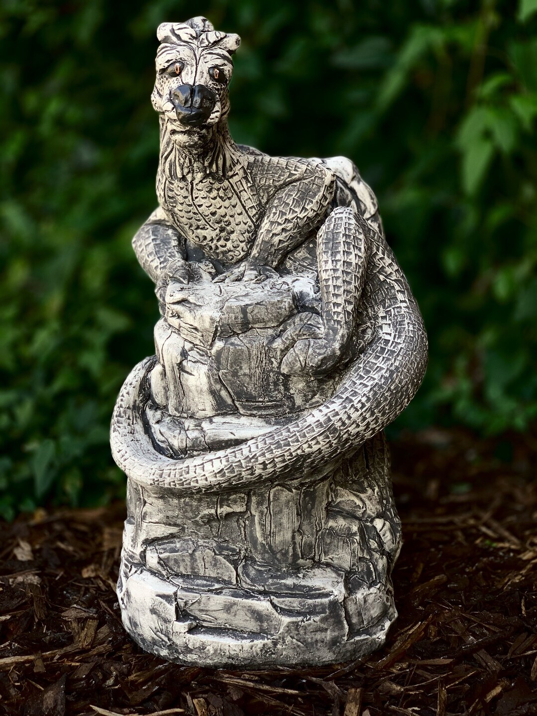 Cast Stone Massive Dragon Statue Lizard Figure Yard Decoration, Gothic ...