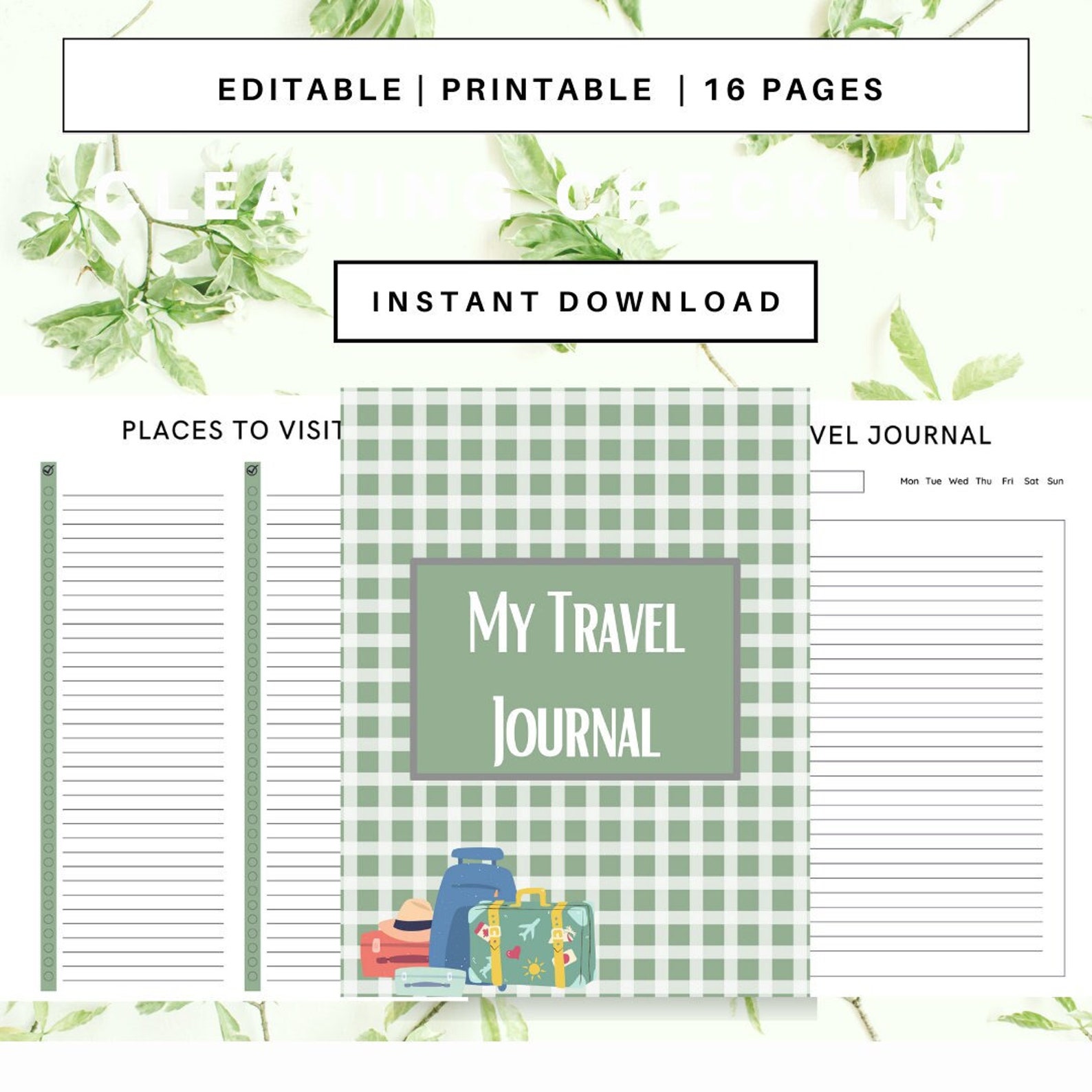 Printable Travel Journal | Digital Travel Journal - Etsy