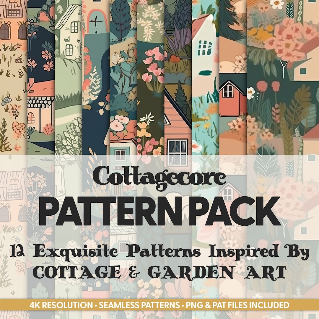 Cottagecore Seamless Pattern Pack Set of 12 High-res Digital Files for ...