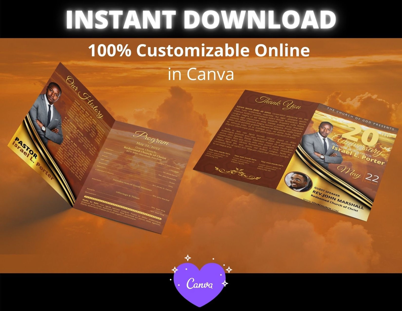 Church Program Template, DIY Church Anniversary Program Template ...