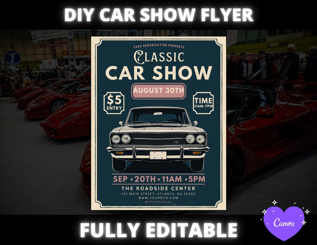 DIY Classic Car Show Flyer, Car Show Flyer Template, Printable Event ...