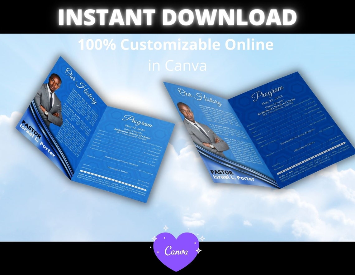 Church Program Template, DIY Church Anniversary Program Template ...