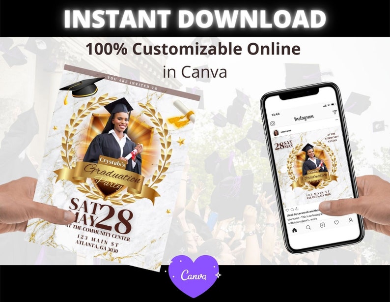 DIY Graduation Flyer, DIY College Graduation Party Invitation, High ...