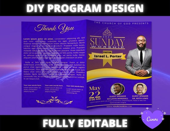 Church Program Template DIY Church Anniversary Program - Etsy
