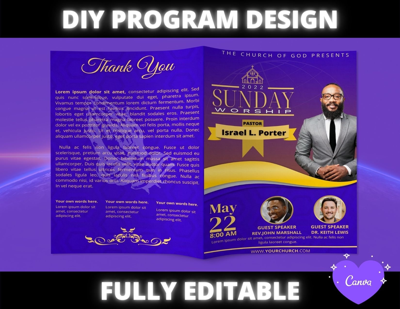 Church Program Template, DIY Church Anniversary Program Template ...