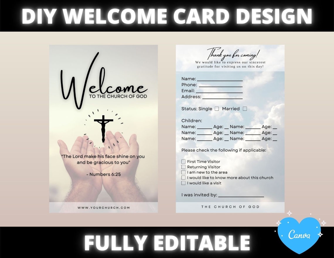 DIY Welcome Card for Church, Church Connection Card, Visitor Card for ...