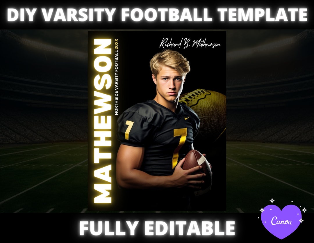 CANVA Football Poster Template, Digital Sports Background Football ...