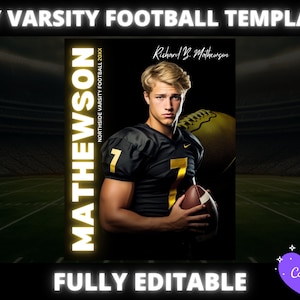 CANVA Football Poster Template, Digital Sports Background Football ...