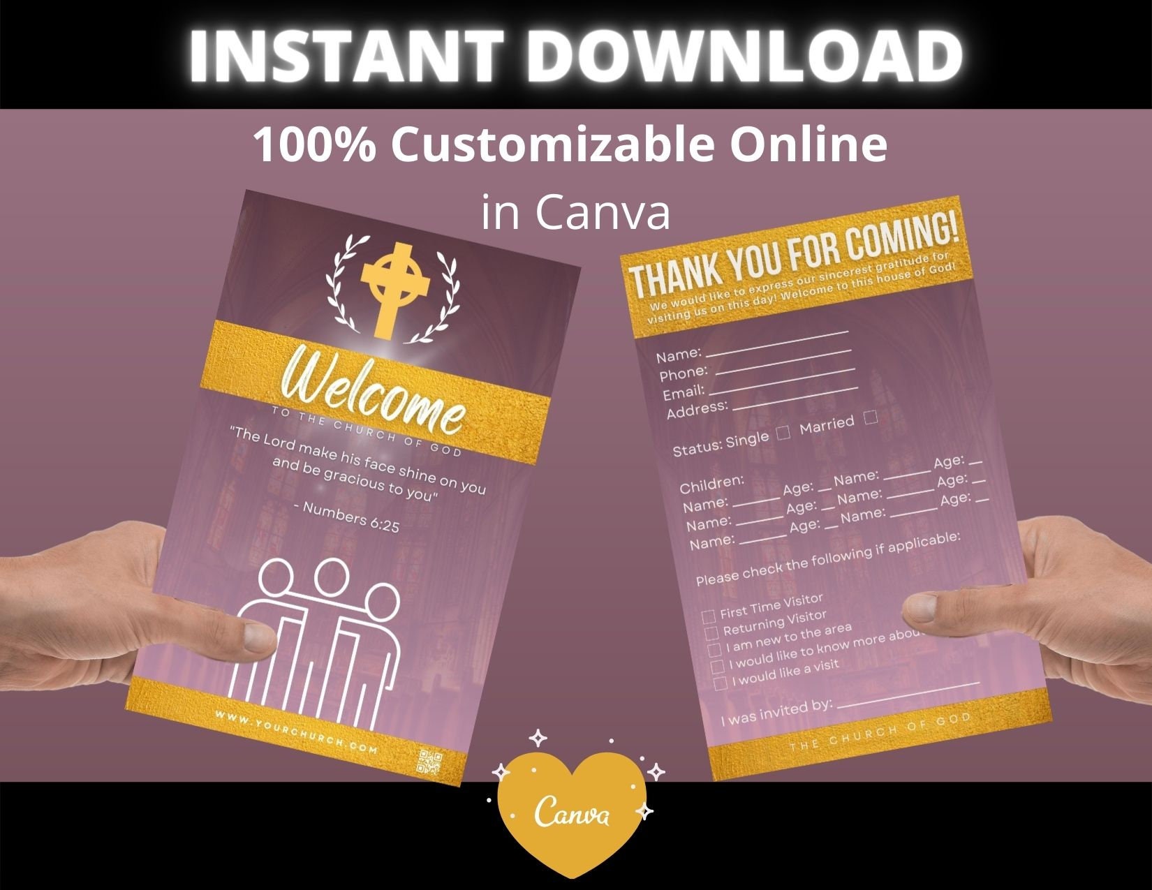 DIY Welcome Card for Church, Church Connection Card, Visitor Card for ...