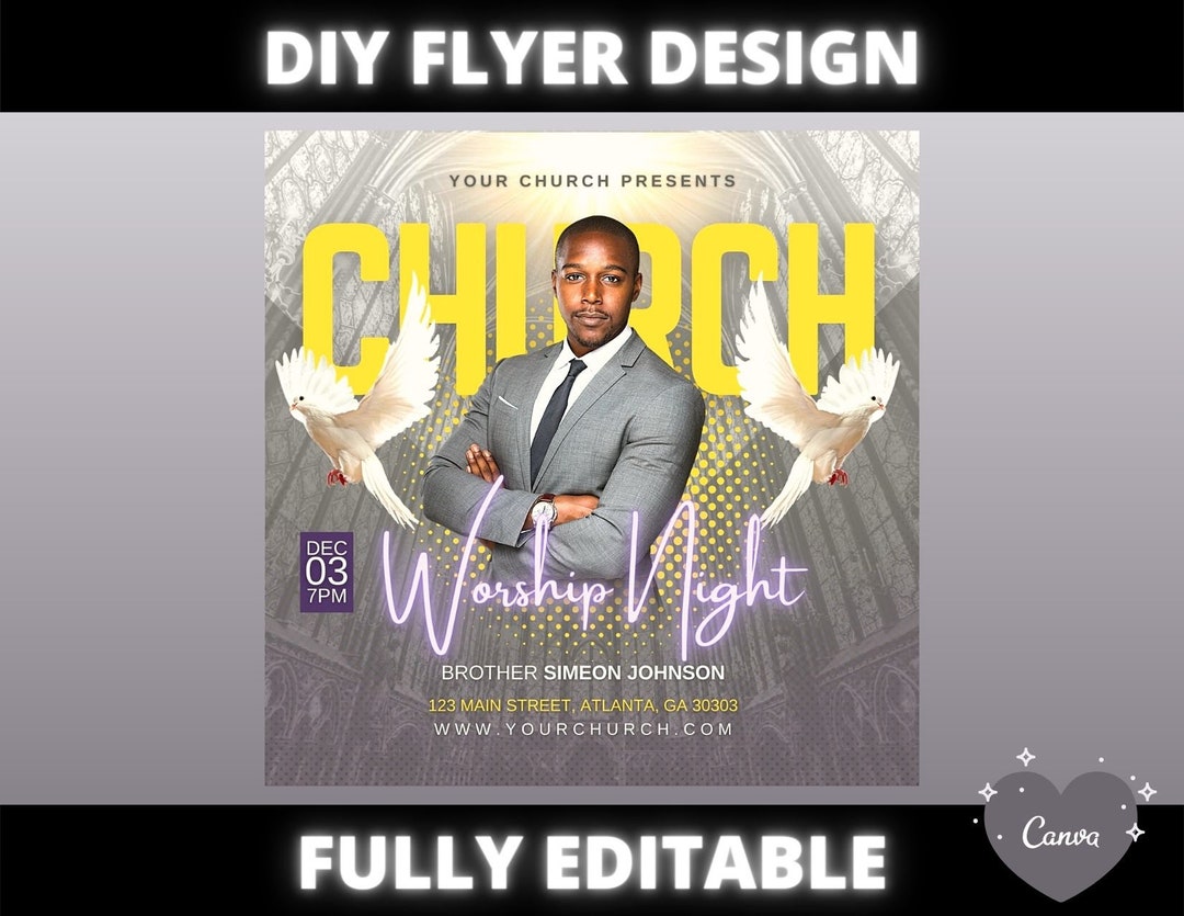 DIY Church Night Flyer, Church Conference Flyer, Sunday Service ...