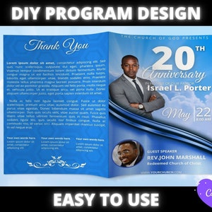 Church Program Template, DIY Church Anniversary Program Template ...
