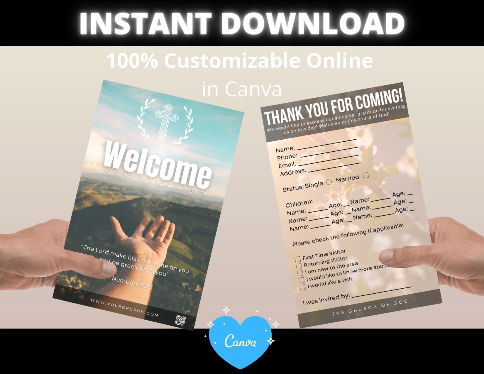 DIY Welcome Card for Church, Church Connection Card, Visitor Card for ...