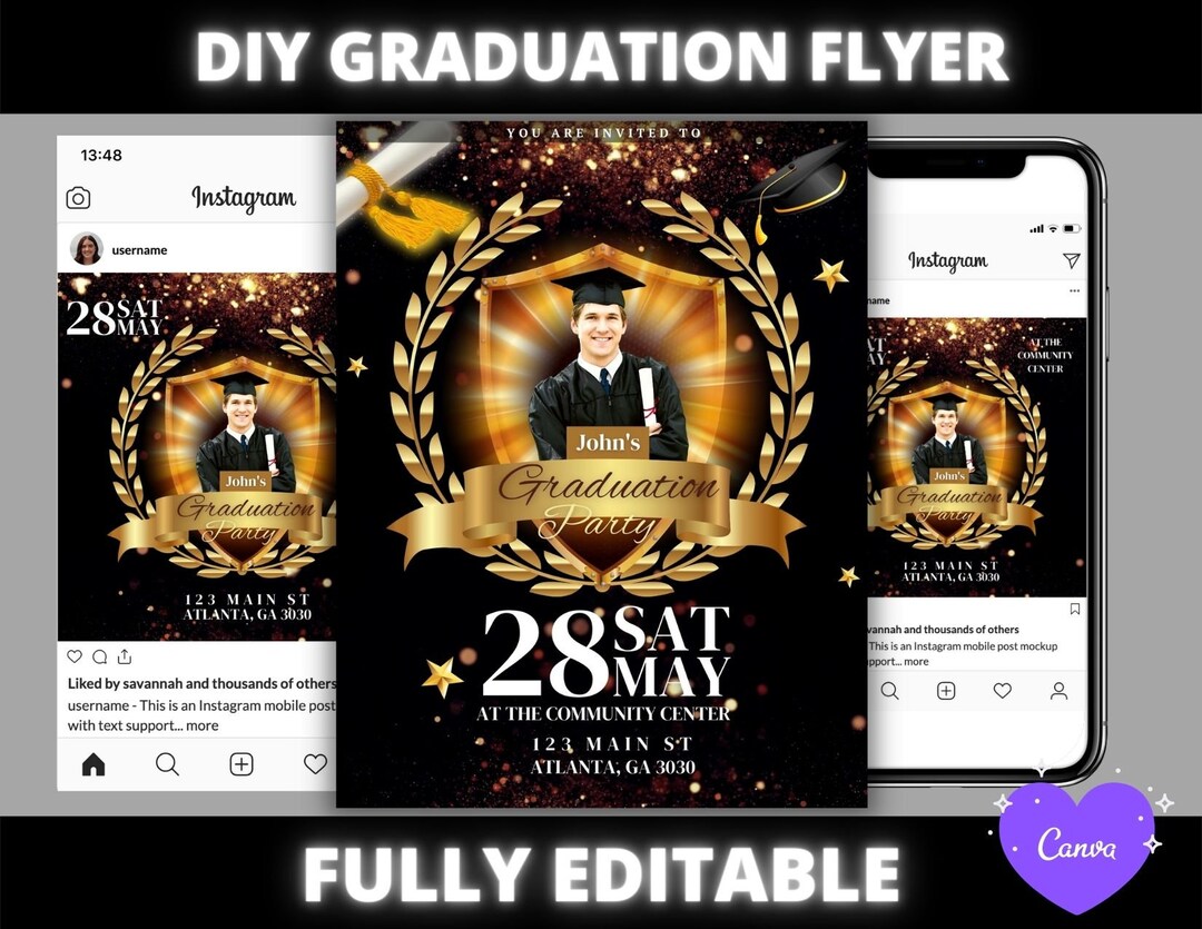 DIY Graduation Flyer, DIY College Graduation Party Invitation, High ...