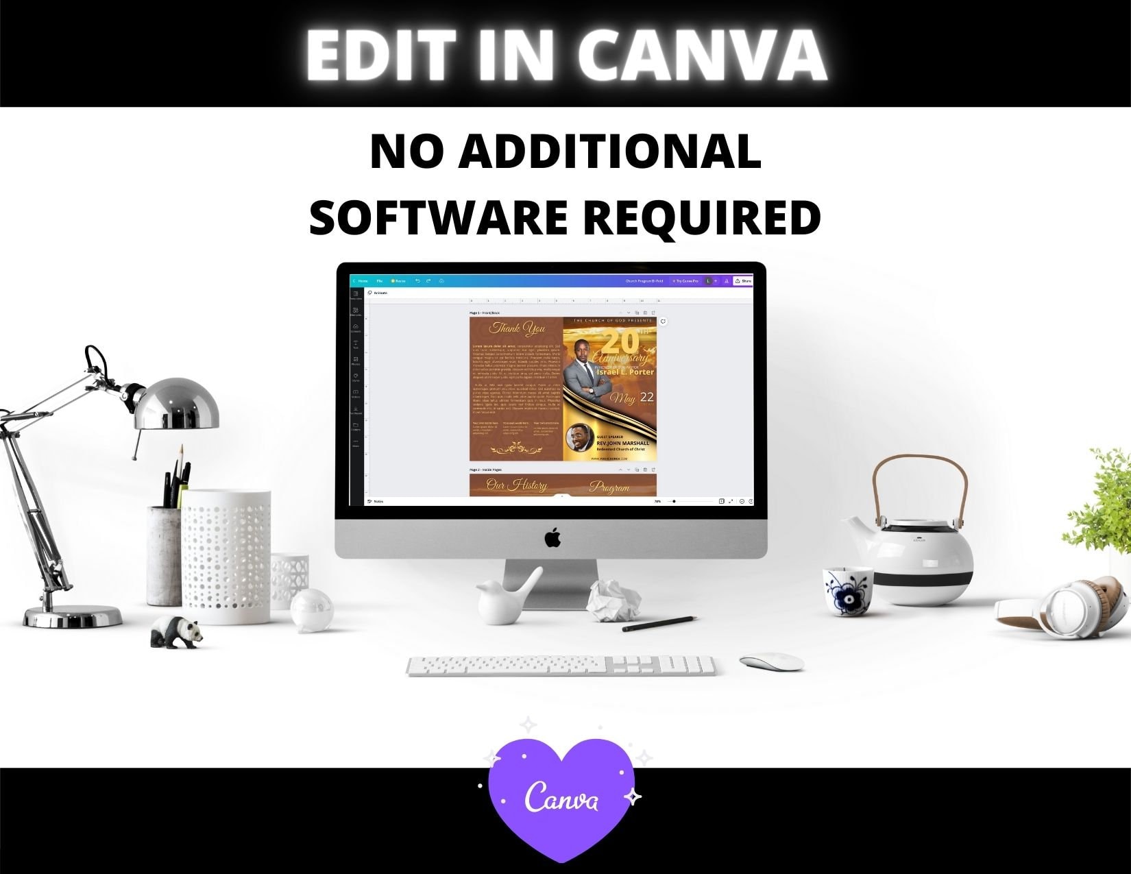 Church Program Template, DIY Church Anniversary Program Template ...