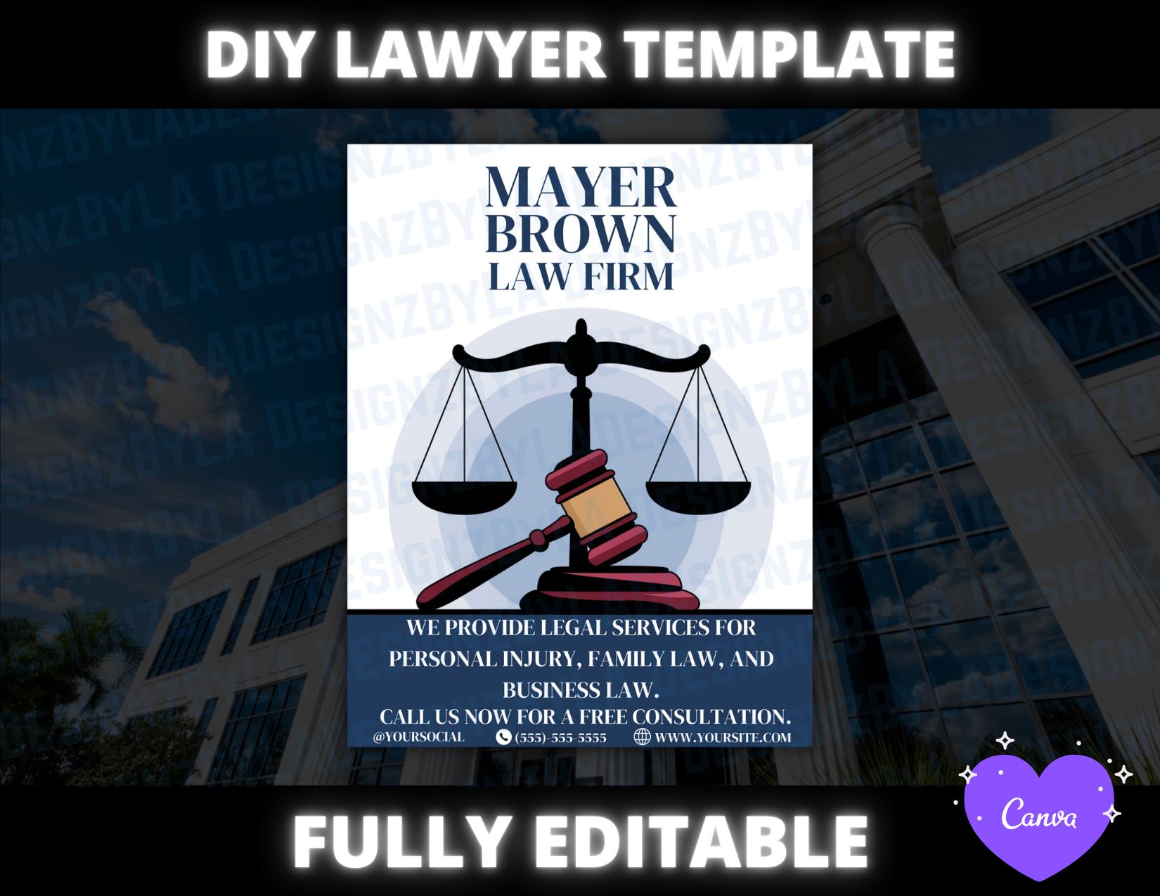 Editable Lawyer Flyer Template - DIY Canva Design - Legal Services ...