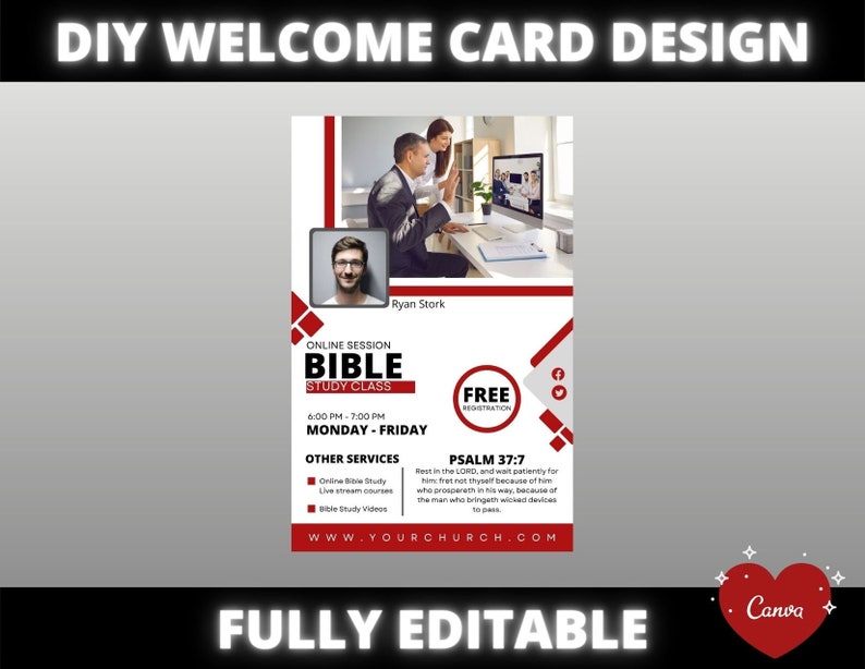 DIY Online Bible Study Invitation Flyer, Church Connection Card - Etsy