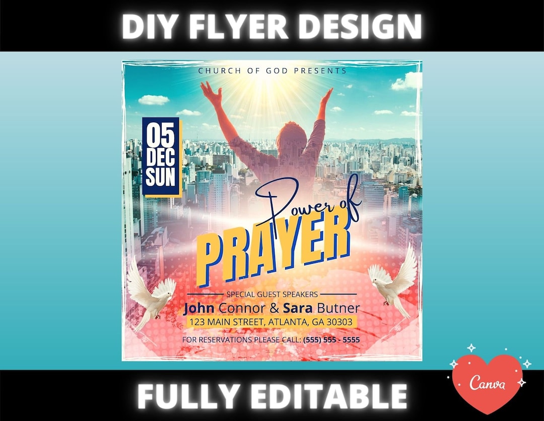 DIY Power of Prayer Church Conference Flyer, DIY Church Service Flyer ...