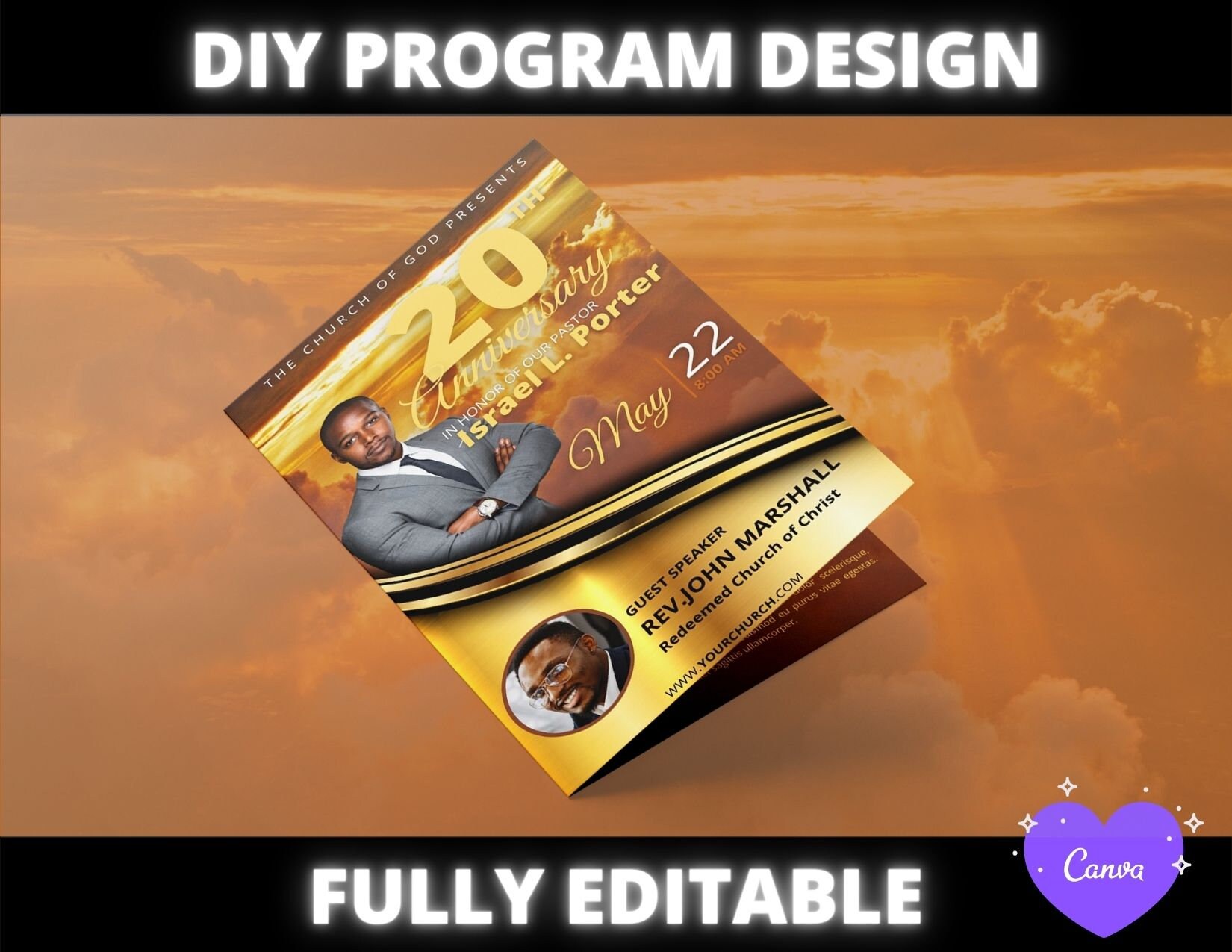 Church Program Template, DIY Church Anniversary Program Template ...