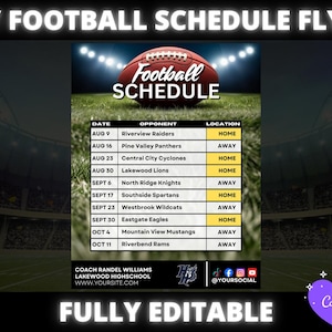 CANVA High School Football Schedule Template,friday Night Football ...