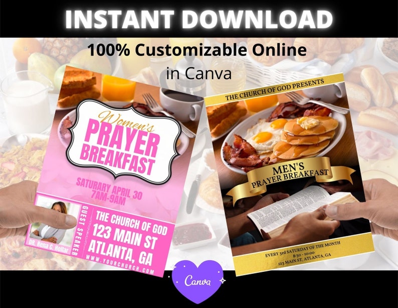 DIY Church Breakfast Prayer Flyer, Sunday Service Invitation Flyer for ...