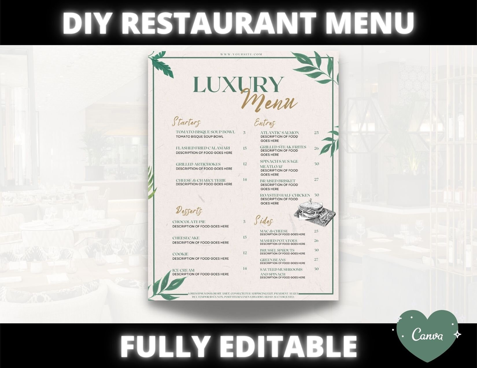Luxury Restaurant Menu Template | Cafe Menu | Catering Menu Template ...