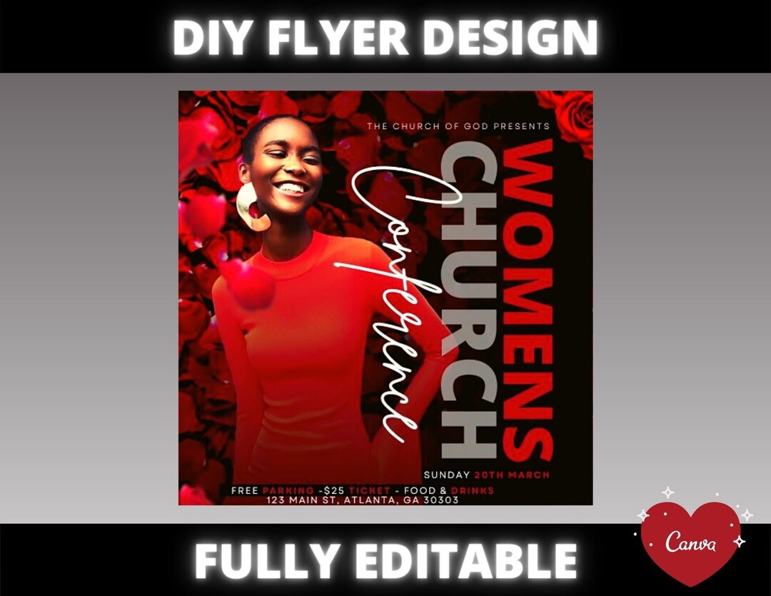 Women's Church Conference Flyer, Prayer Worship Church Service Flyer - Etsy