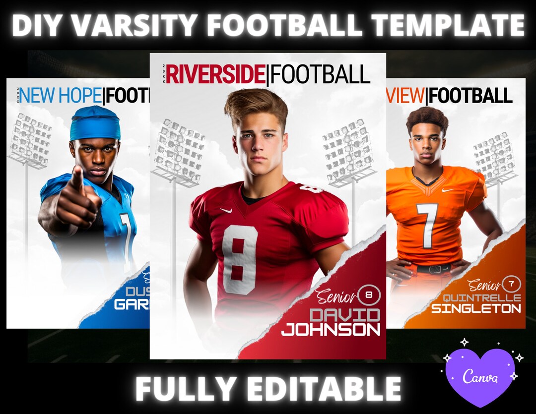 CANVA Football Poster Template, Digital Sports Background Football ...