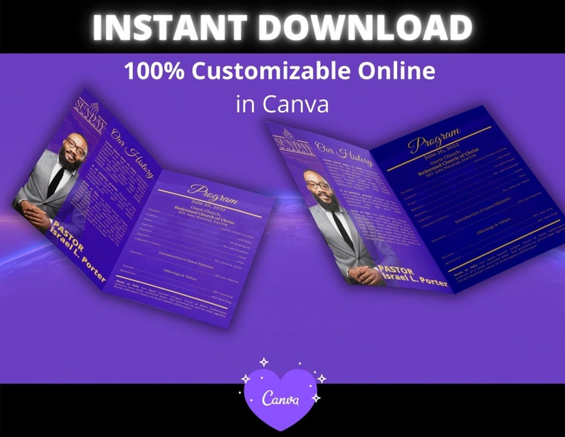 Church Program Template, DIY Church Anniversary Program Template ...