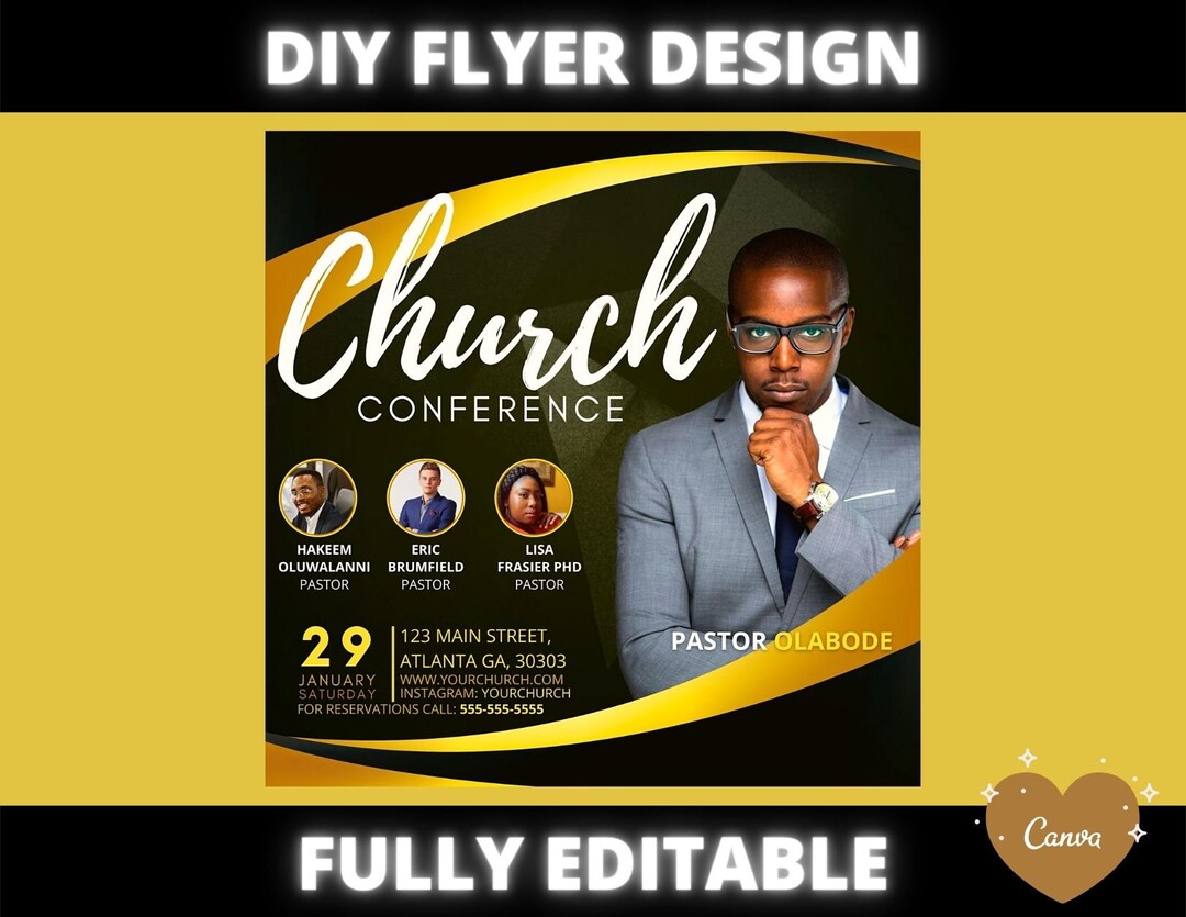 Church Conference Flyer, DIY Church Service Flyer, Sunday Service ...