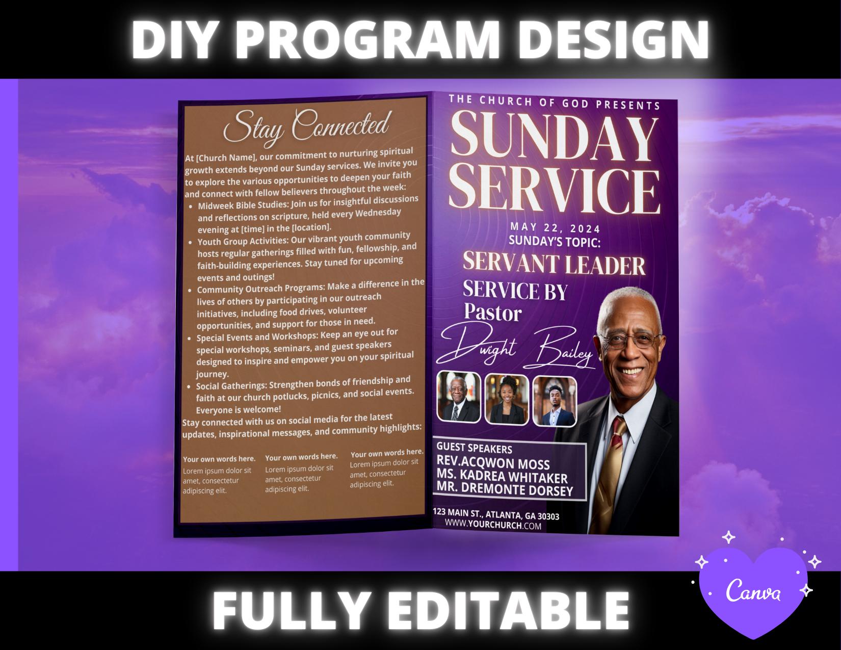 Church Program Template, DIY Church Anniversary Program Template ...
