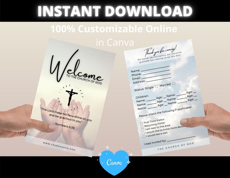 DIY Welcome Card for Church, Church Connection Card, Visitor Card for ...