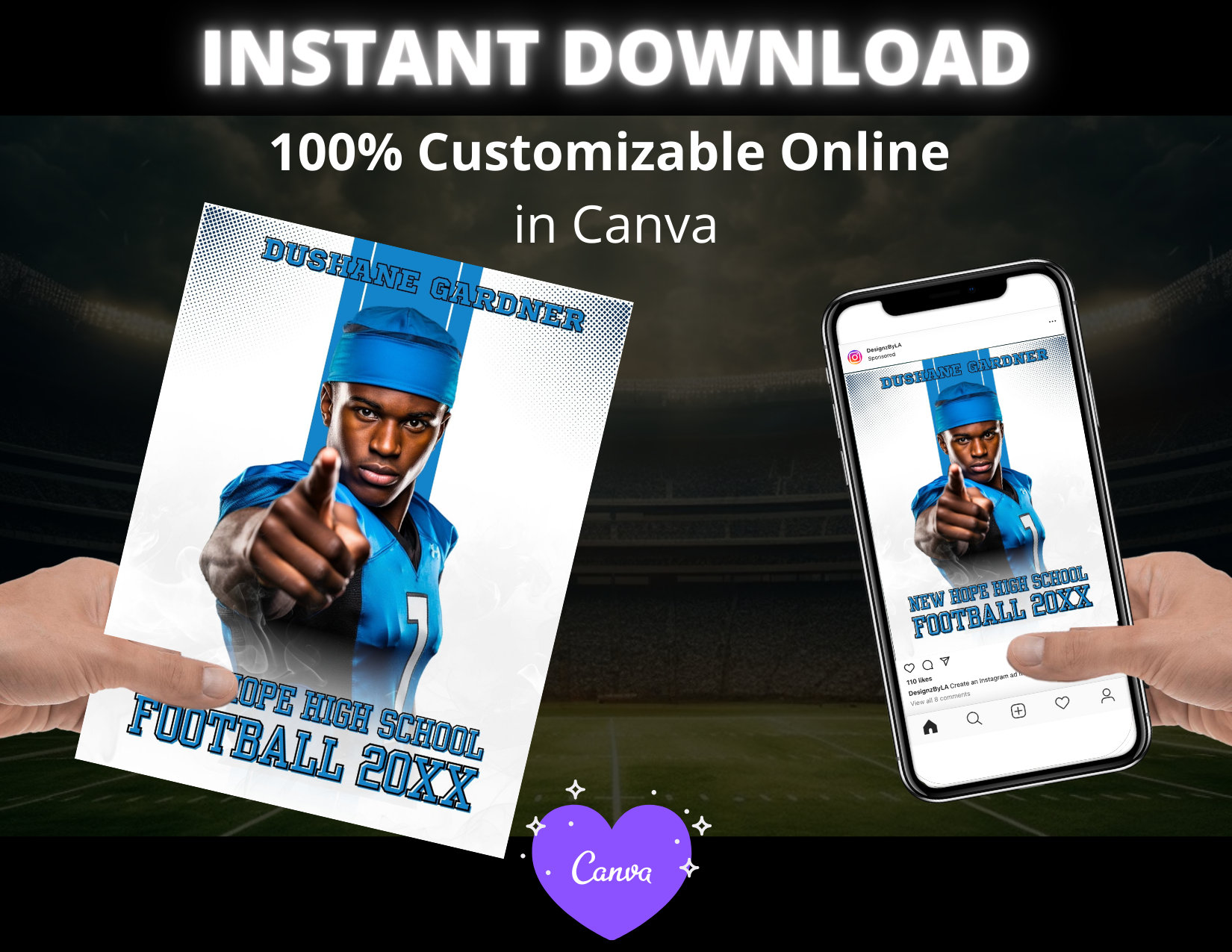 CANVA Football Poster Template Digital Sports Background - Etsy