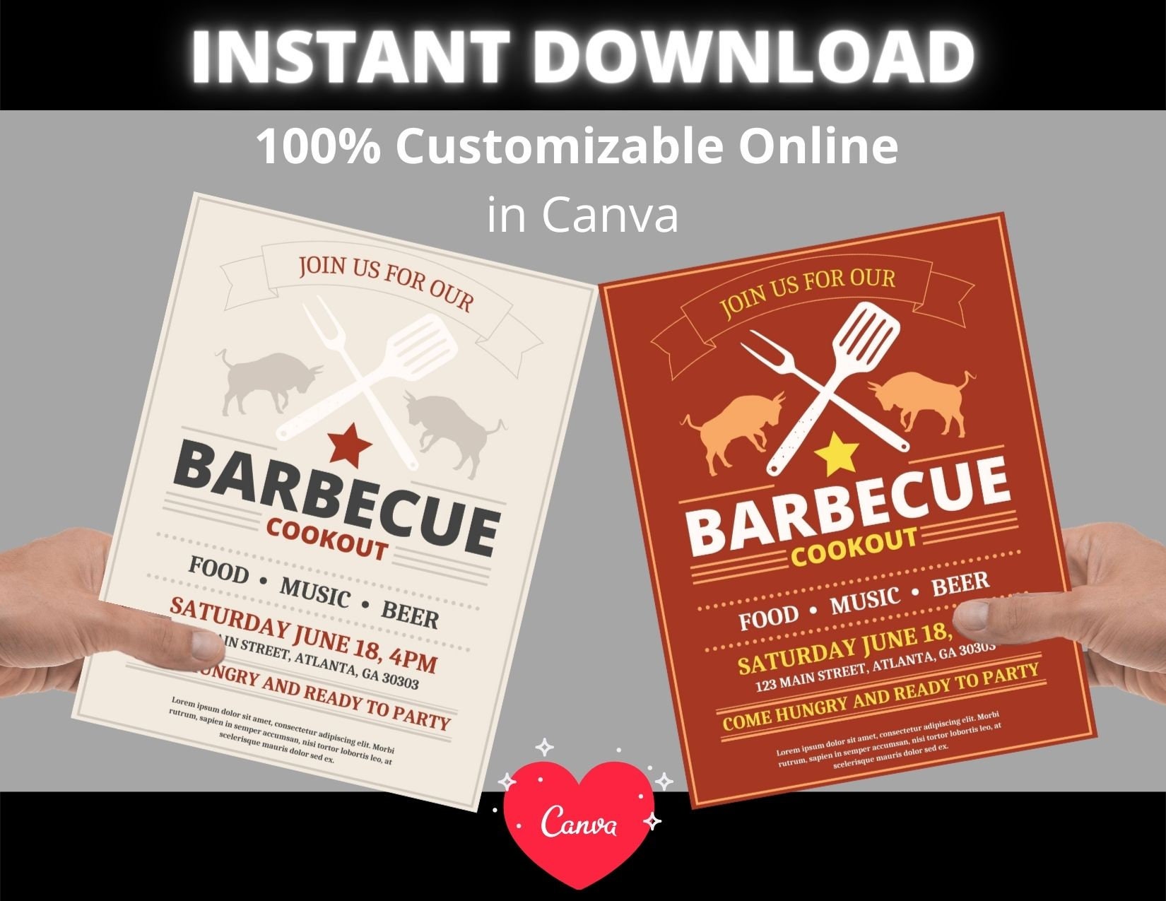 DIY BBQ Cookout Flyer, DIY Barbecue Invitation, Summer Barbeque Party ...